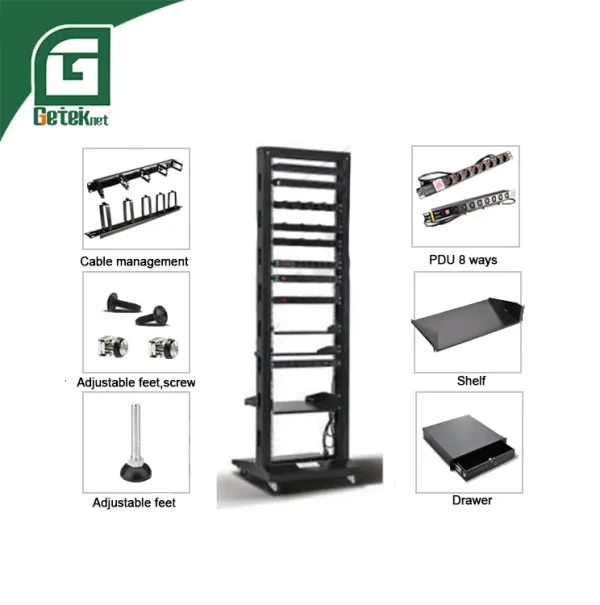 33U 42U Open Frame Rack 19inch 600mm Width Network Rack 2 Pole Data ...