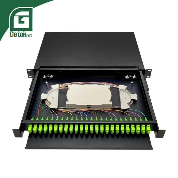 24 Port Fiber Patch Panel SPCC Steel 1U 19inch ODF Sliding Type Fibre ...